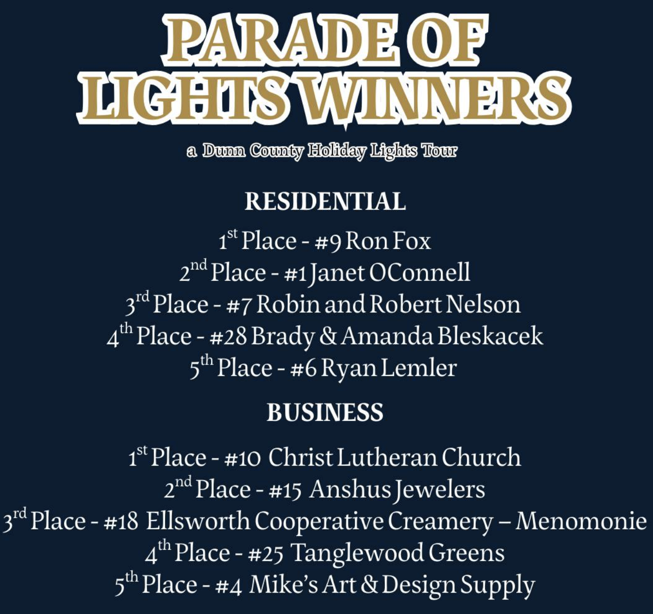 Parade of Lights 2025 Winners Announced – Menomonie News Net